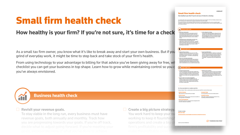 Small accounting firm health check | Thomson Reuters